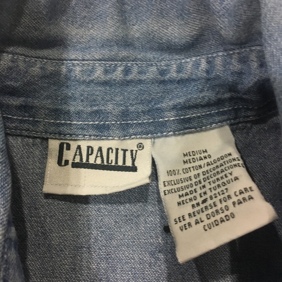 Tops | Vintage Denim Tree Design Shirt Size M | Poshmark